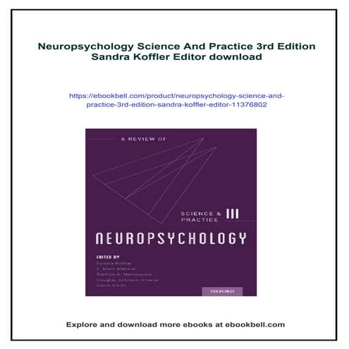 Neuropsychology Science And Practice 3rd Edition Sandra Koffler Editor | PDF