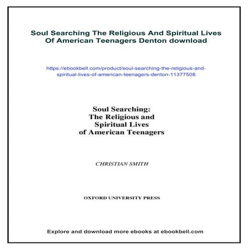 Soul Searching The Religious And Spiritual Lives Of American Teenagers ...