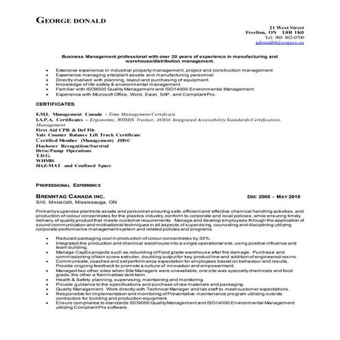 George Donald Resume 2015 | DOCX