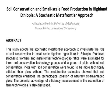 Soil Conservation and Small-scale Food Production in Highland Ethiopia ...