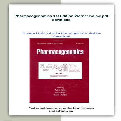 Pharmacogenomics 1st Edition Werner Kalow | PDF