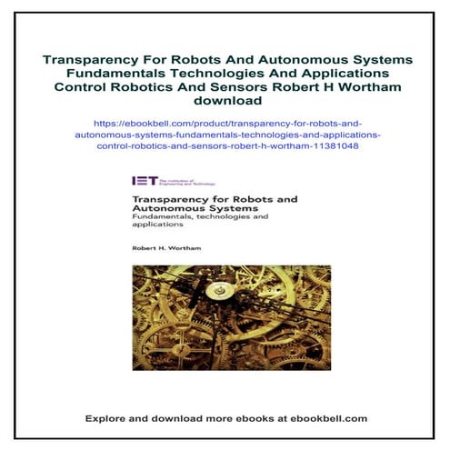 Transparency For Robots And Autonomous Systems Fundamentals ...