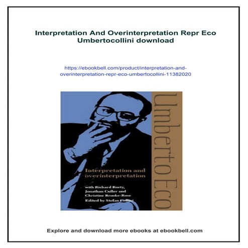 Interpretation And Overinterpretation Repr Eco Umbertocollini | PDF