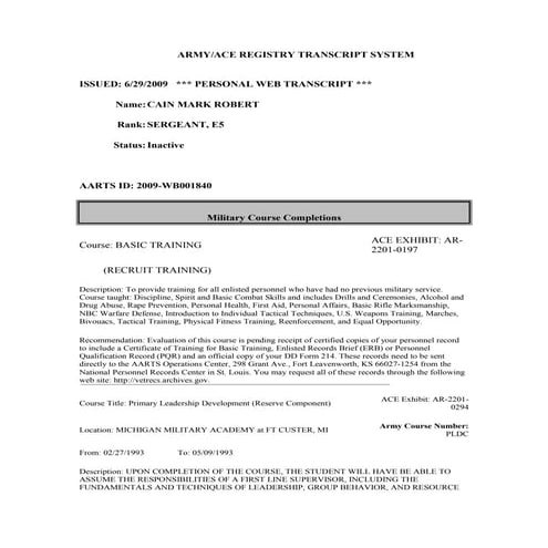 ARMY TRANSCRIPT | DOC