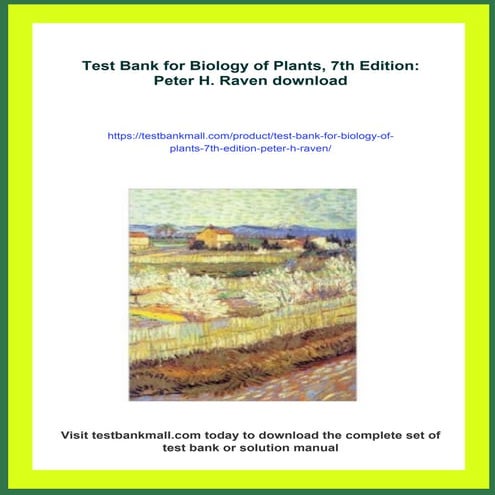 Test Bank for Biology of Plants, 7th Edition: Peter H. Raven | PDF