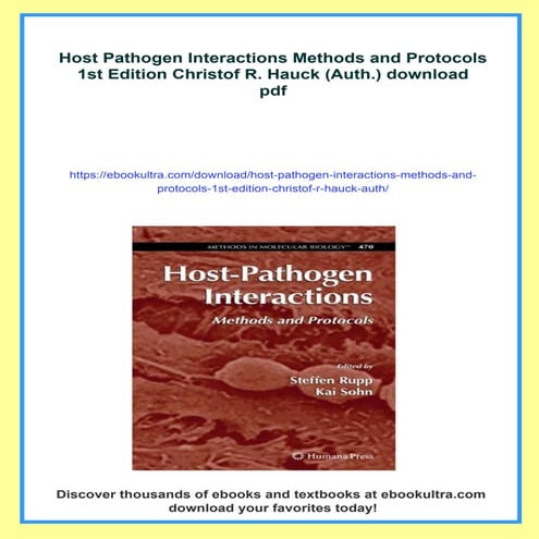 Host Pathogen Interactions Methods and Protocols 1st Edition Christof R ...