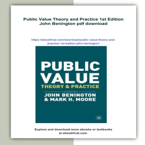 Public Value Theory and Practice 1st Edition John Benington | PDF