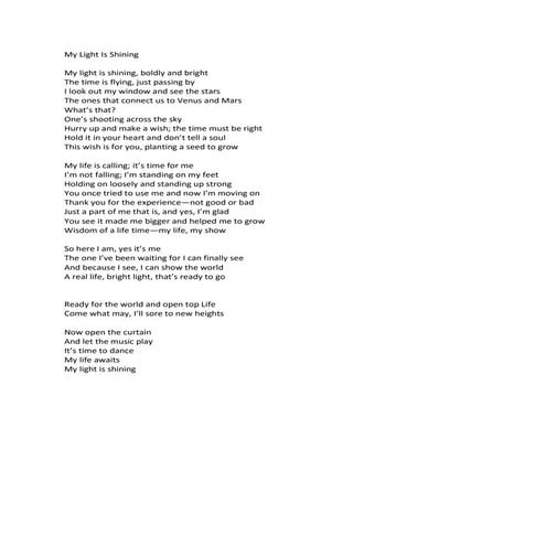 My Light Is Shining lyrics | PDF