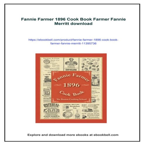 Fannie Farmer 1896 Cook Book Farmer Fannie Merritt | PDF