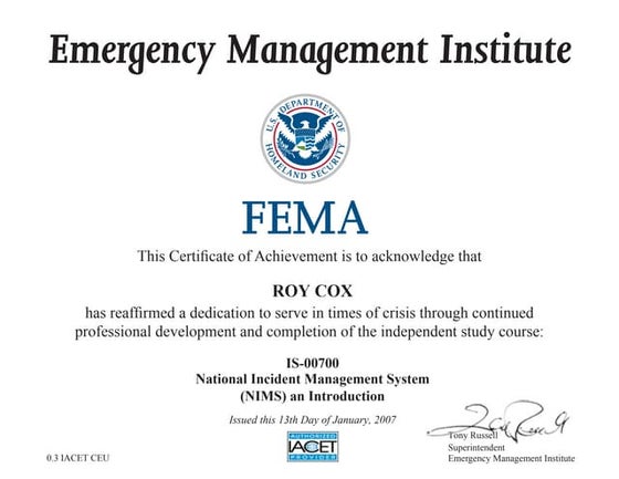 FEMA Certificate | PPT