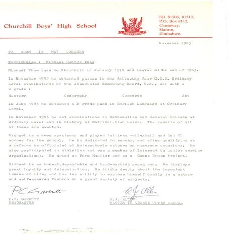Churchill High School Testimonial | PDF