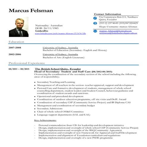 Marcus Felsman CV | PDF