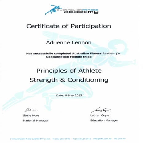AFA Cert IV Fitness | PDF