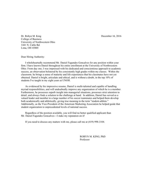 AndrewWagar-Letter of Recommendation-Research Assistant | PDF