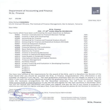 Msc Finance Final Transcript | PDF