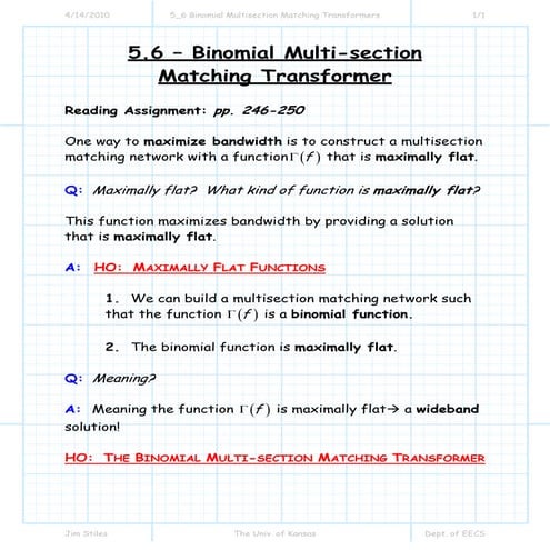 5 6 binomial multisection matching transformers | PDF