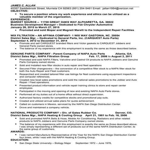 Jim Allan's Resume | DOC