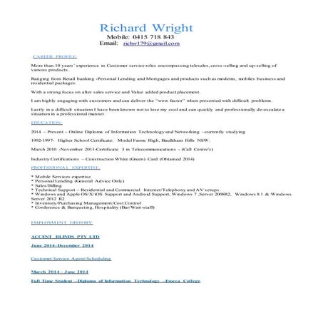 Richard Wright Resume 2015 | PDF