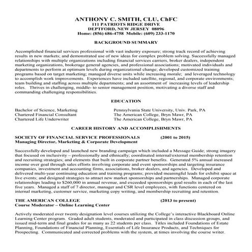 Anthony C Smith Resume 2016 | PDF | Business Administration | Business