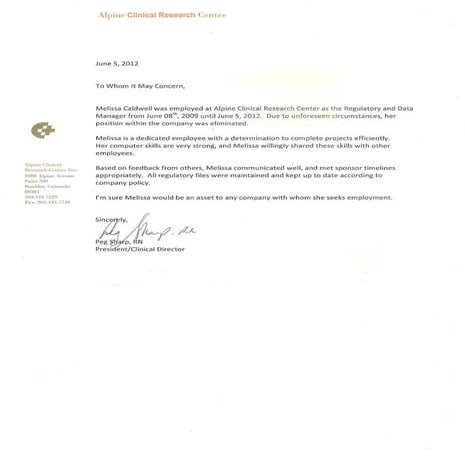 Alpine Letter of Recomendation 001 | PDF