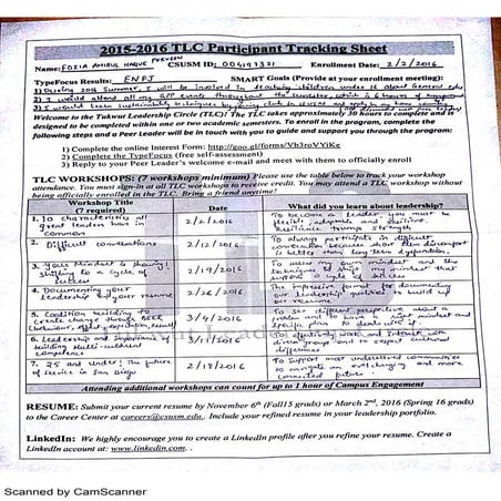TLC tracking sheet | PDF
