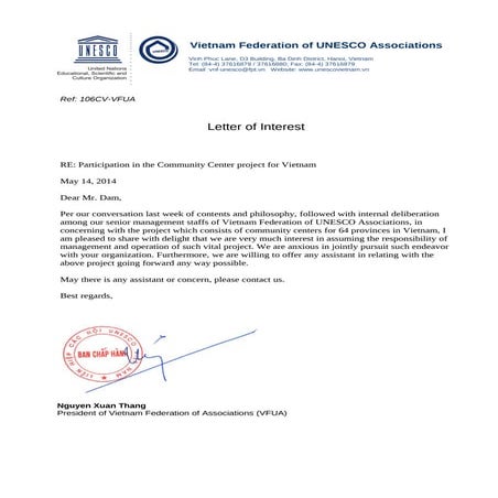 UNESCO_letter of interest_mr dam quang duc | PDF