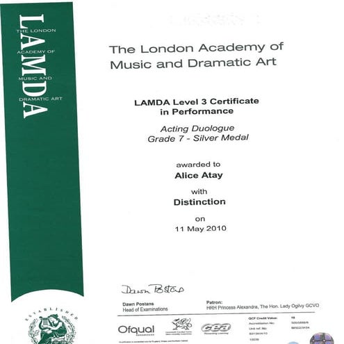 LAMDA Acting Duo Grade 2 Certificate | PDF