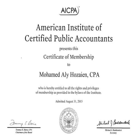 AICPA membership certificate | PPT