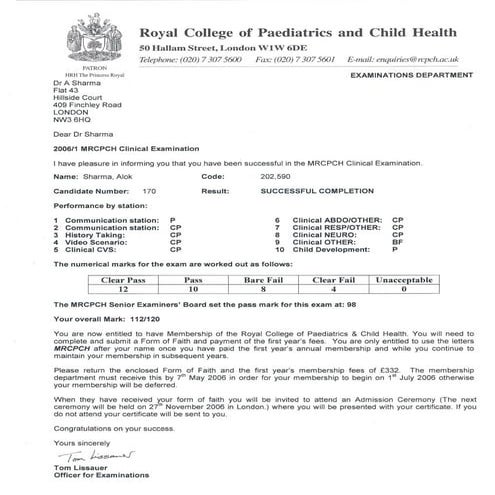 MRCPCH Clinical Result | PDF