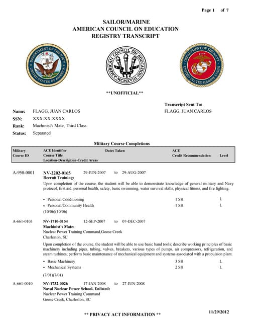 Navy SMART Transcript | PDF