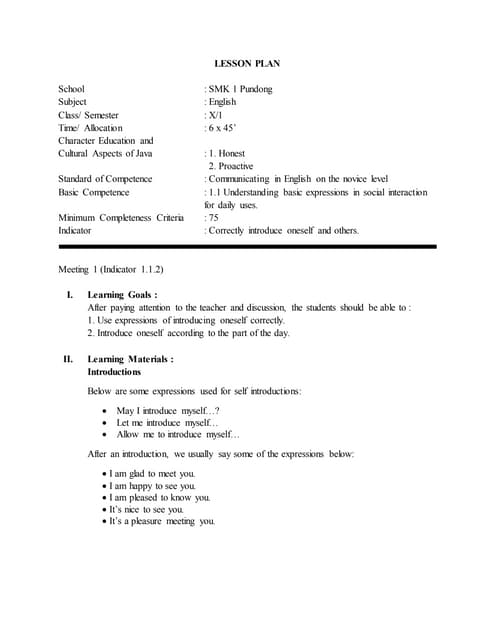 Classroom objects-lesson-plan | PDF