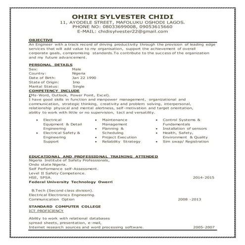 SYLVESTER OHIRI CV | DOCX