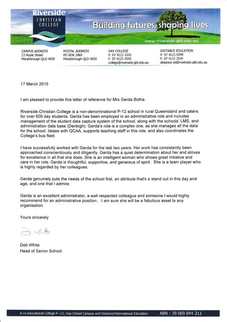 Letter of Thanks Simone Fuller 24 7 2013 | PDF | College Education ...