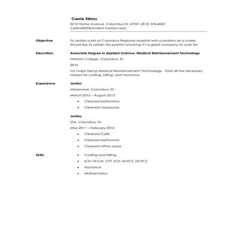 Samuel Oliver General Resume | DOCX