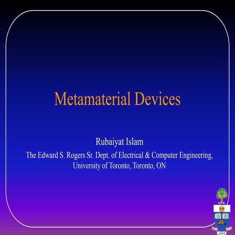 Metamaterial Devices and There description | PPT
