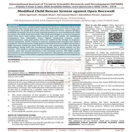 Modified Child Rescue System against Open Borewell | PDF