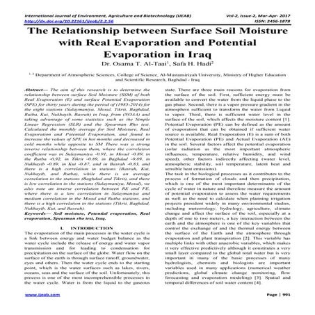 The Relationship between Surface Soil Moisture with Real Evaporation ...