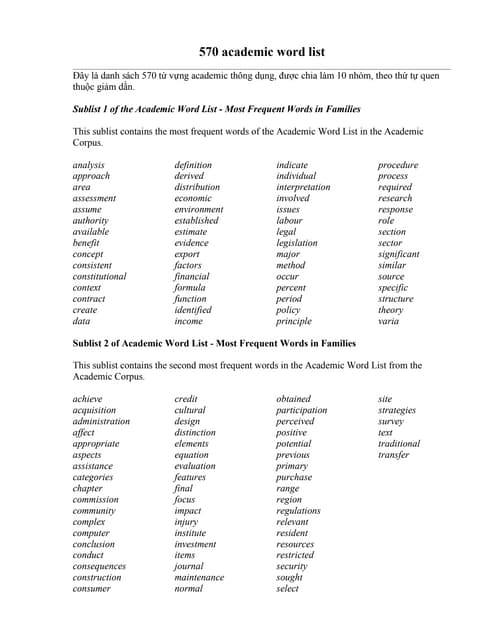 Master comprehensive academic vocabulary list | PPT