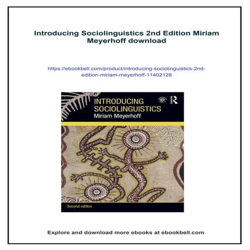 Introducing Sociolinguistics 2nd Edition Miriam Meyerhoff | PDF