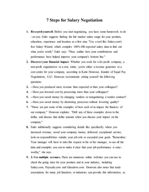 7 ways to successfully negotiate salary | PPT