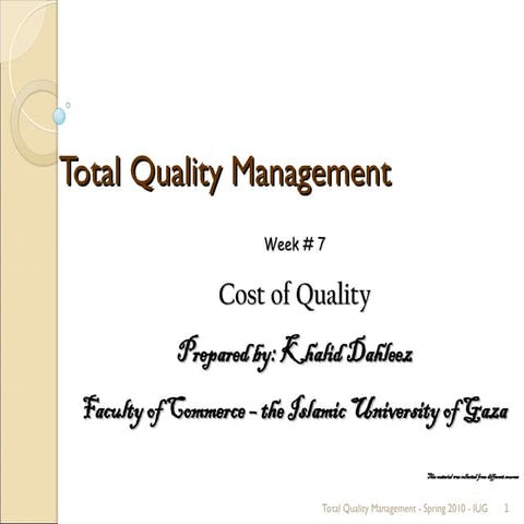 Total Quality Management for engineering | PPT