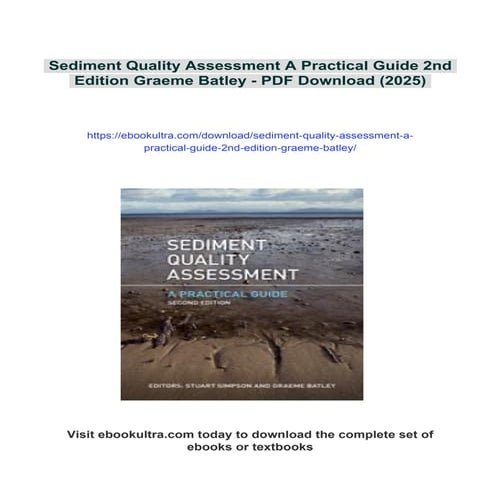 Sediment Quality Assessment A Practical Guide 2nd Edition Graeme Batley | PDF