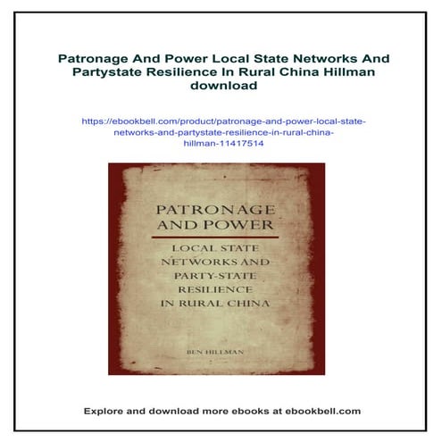 Patronage And Power Local State Networks And Partystate Resilience In ...