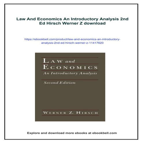 Law And Economics An Introductory Analysis 2nd Ed Hirsch Werner Z | PDF