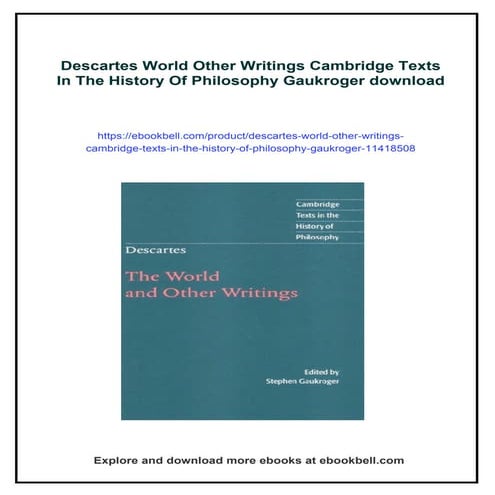 Descartes World Other Writings Cambridge Texts In The History Of ...