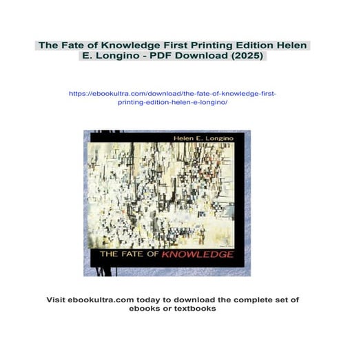The Fate of Knowledge First Printing Edition Helen E. Longino | PDF