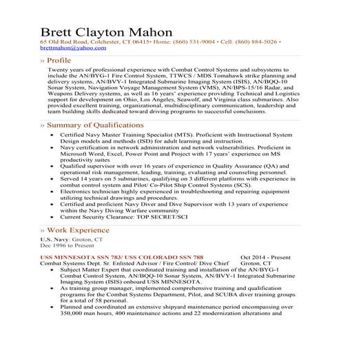 Brett C. Mahon's Resume | DOC