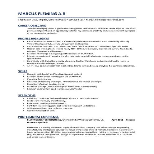 Marcus Resume | PDF | Logistics | Business