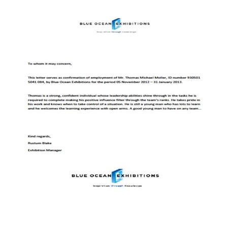 Blue Ocean Ex. - Letter of reference | PDF