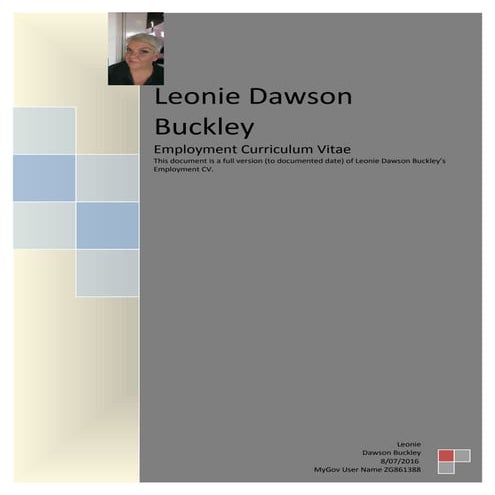 Leonie Dawson Buckley Resume 2016 | DOC